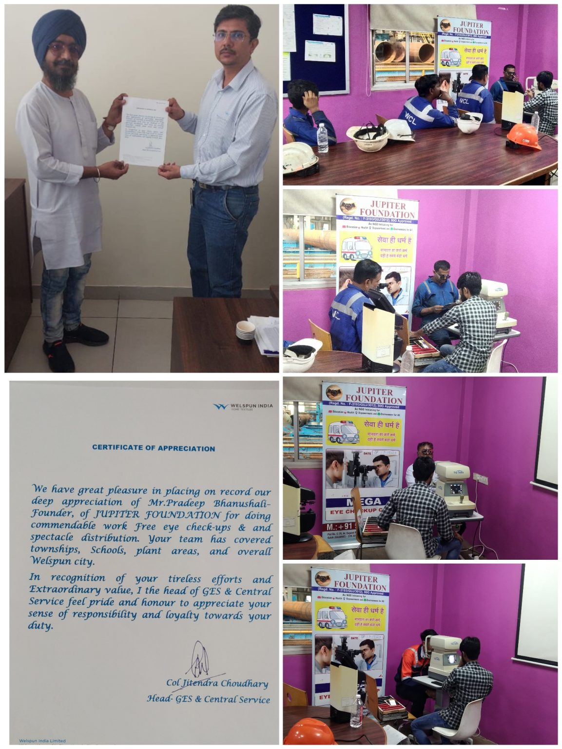 Welspun india LTD की तरफ़ से jupiter foundation को अपनी सेवाओं के लिए संमानित किया गया – Jupiter ...